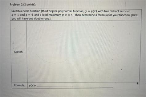 solved sketch a cubic function third degree polynomial