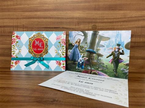 Convite 15 Anos Alice no País das Maravilhas Laminação Elo7