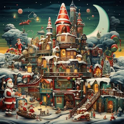 La fabbrica di giocattoli di babbo natale durante le festività