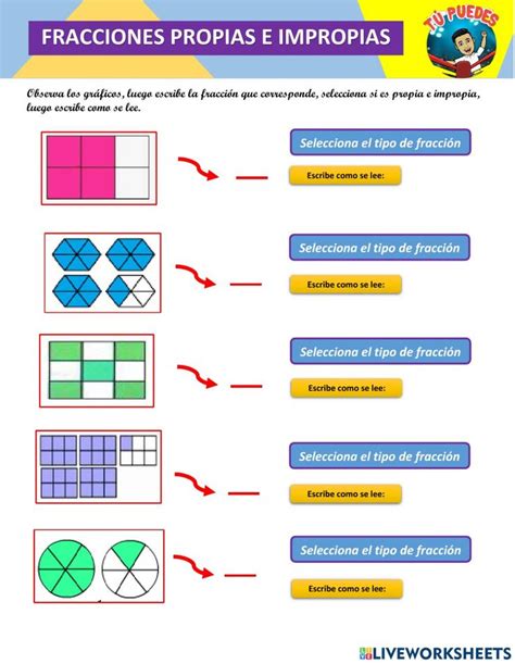 Fracciones Propias E Impropias Worksheet For Grado