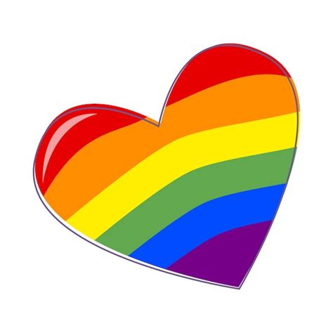 Corazón con bandera lgbt colores objeto vectorial de color semiplano