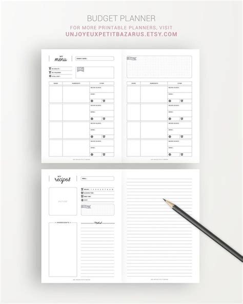 PLANIFICATEUR DE REPAS Imprimable Liste De Courses Recette