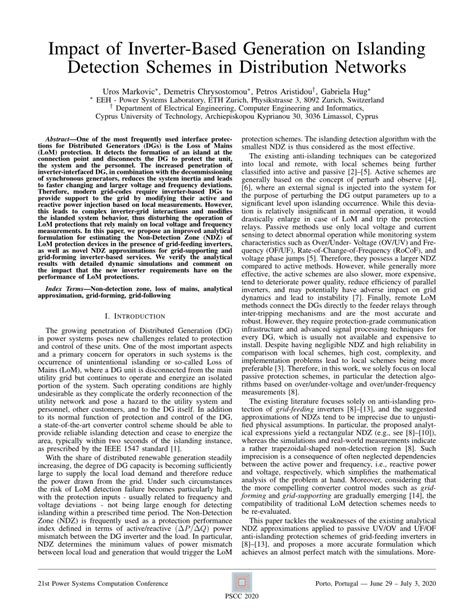 pdf impact of inverter based generation on islanding detection schemes in distribution networks