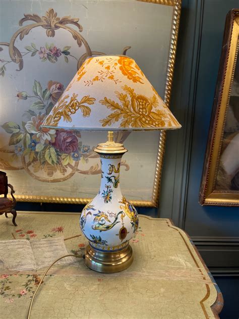 Lampe en faïence de Gien Ponvianne Antiquités