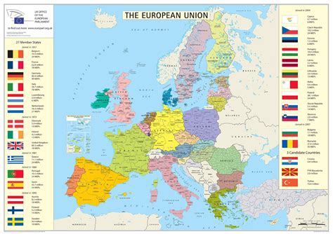 European Union Member States Detailed Map Europe Mapsland Maps Of
