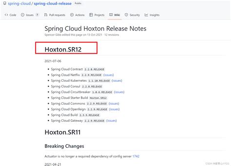 根据springboot的版本来选择springcloud的版本 hoxton sr10 csdn博客