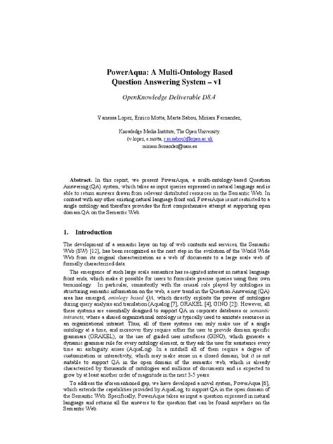poweraqua a multi ontology based question answering system v1 pdf ontology information