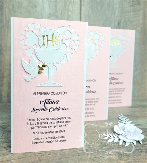 Tarjetas hechas a mano invitaciones Bautizo Comunión Invitacion