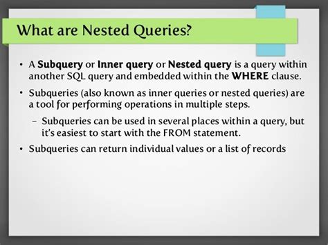 nested queries lecture