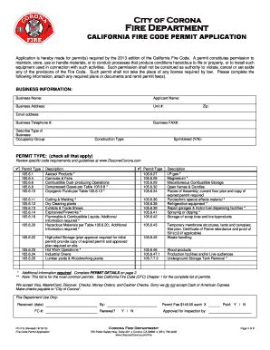 Fillable Online CALIFORNIA FIRE CODE PERMIT APPLICATION Fax Email
