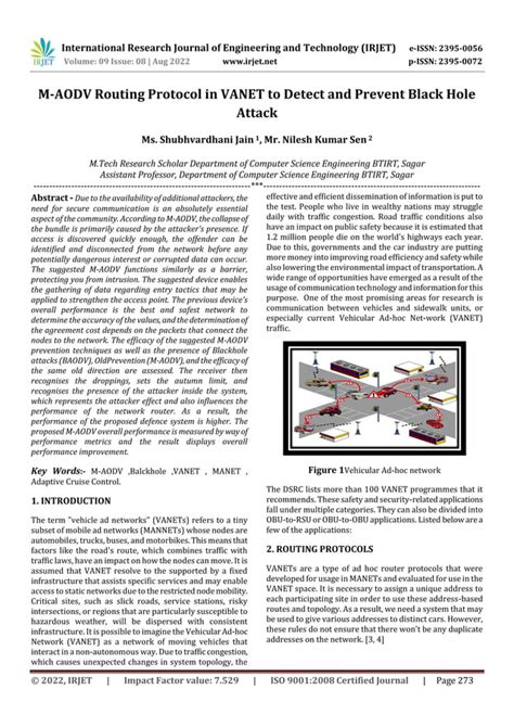 m aodv routing protocol in vanet to detect and prevent black hole attack pdf
