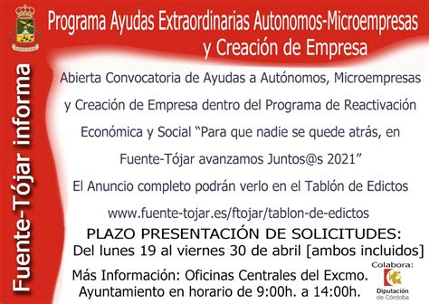 El Ayuntamiento abre plazo de presentación de solicitudes para la