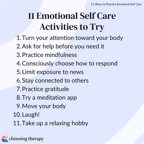 11 Ways To Practice Emotional Self Care ChoosingTherapy