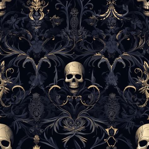 Premium Ai Image There Are Many Skulls And Scrolls On A Black