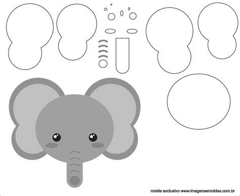 Molde De Elefante Para Feltro EVA E Artesanato 4