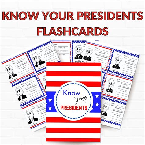 Know Your Presidents Flash Cards Presidential Flash Cards Flash Cards