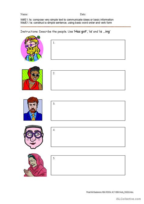 Describing People English Esl Worksheets Pdf Doc