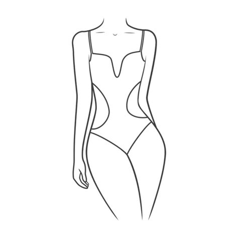 Swimwear Woman S Body Outline Bandeau Swimsuit Vector Illustration