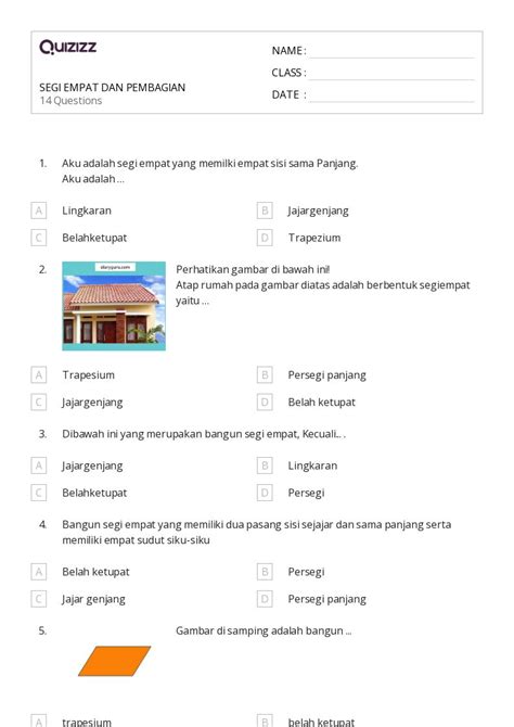 50 Lembar Kerja Segi Empat Untuk Kelas 4 Di Quizizz Gratis Dapat