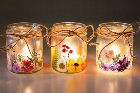 Pressed Flower Lanterns Pressed Flower Crafts Pressed Flower Candles