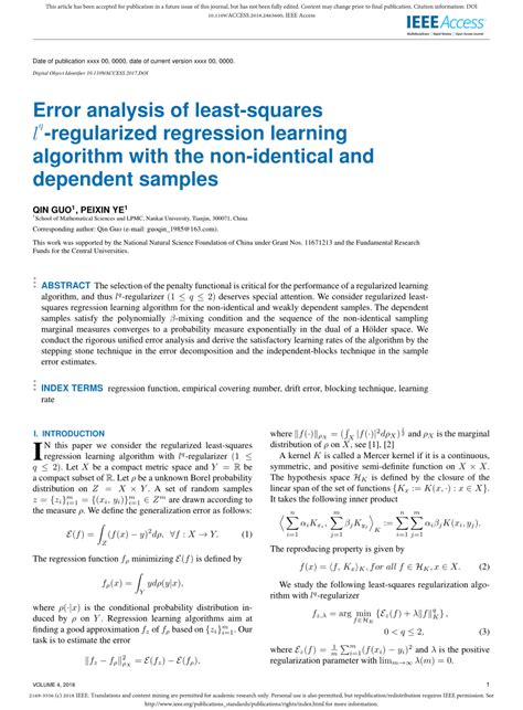 pdf error analysis of least squares lq regularized regression learning algorithm with the non