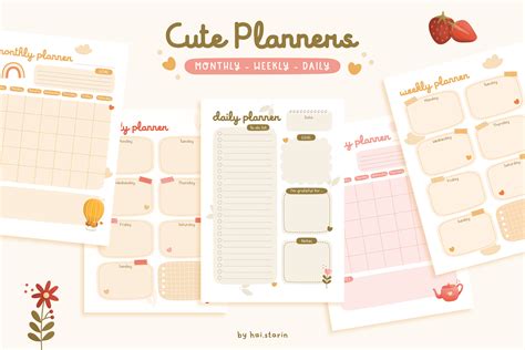 Cute Planners Monthly Weekly Daily Graphic By Hai Starin Creative