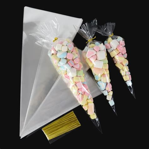Bolsa De Celof N Transparente Para Dulces Bolsas De Embalaje De Cono