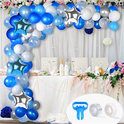 Buy Blue Balloon Garland Arch Kit 118pcs Blue Sliver And White Balloons