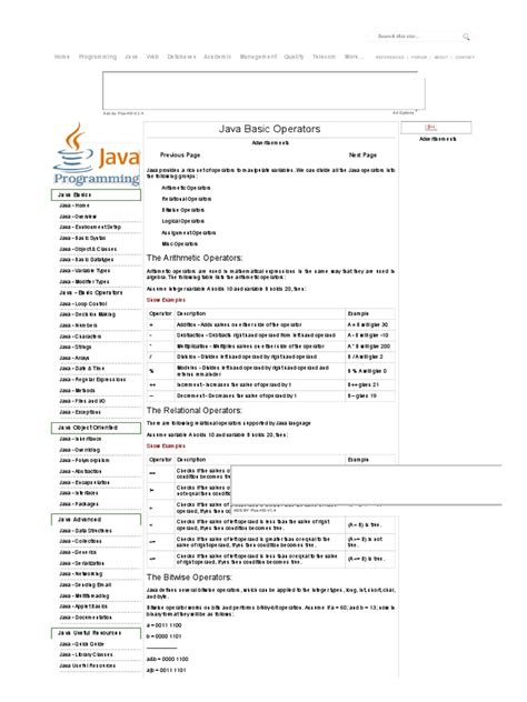 java basic operators pdf data type java programming language free 30 day trial scribd