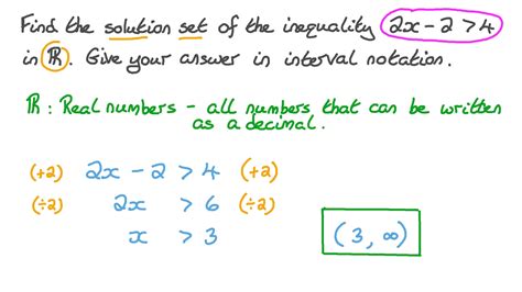 question video finding the solution set of linear inequalities with real numbers nagwa