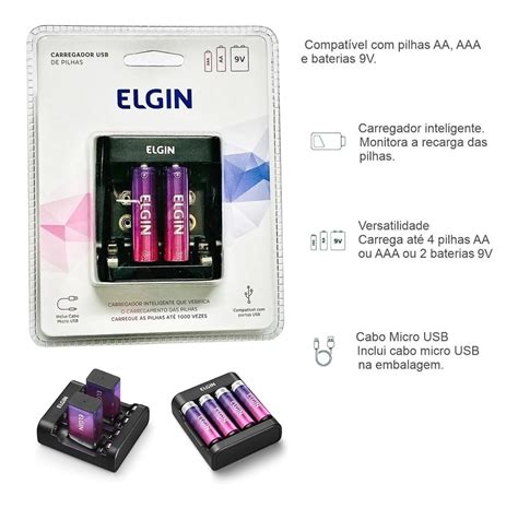 Pilhas Aaa Pilhas Aa Recarreg Veis Carregador Elgin Frete Gr Tis