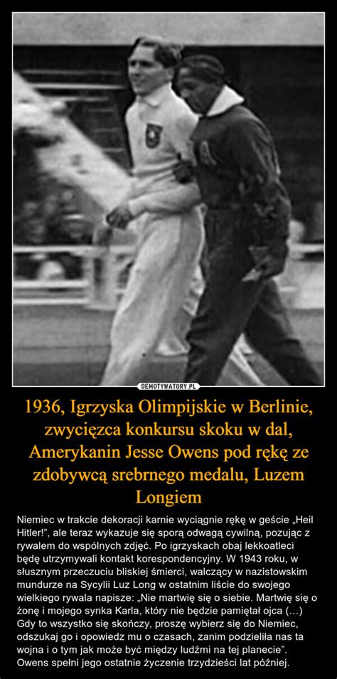 Igrzyska Olimpijskie W Berlinie Zwyci Zca Konkursu Skoku W Dal