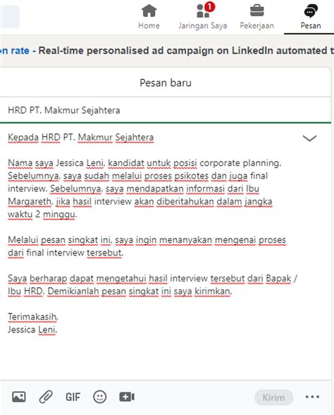 Contoh Email Follow Up Hasil Interview Bahasa Inggris 25 Contoh Surat