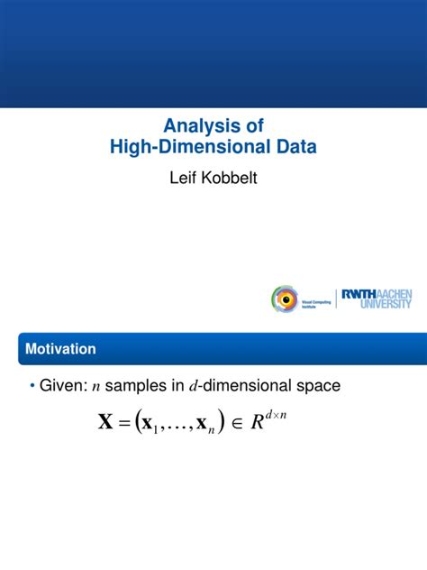 analysis of high dimensional data leif kobbelt pdf cluster analysis eigenvalues and