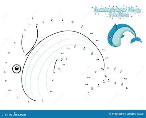 El Vector Conecta Los Puntos Y Dibuja La Ballena Linda De La Historieta