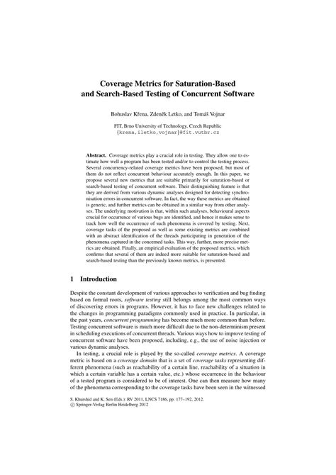 pdf coverage metrics for saturation based and search based testing of concurrent software