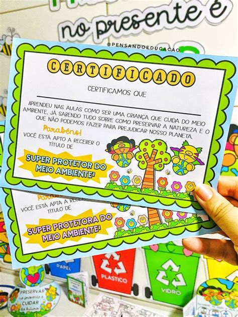 Certificado protetor a do meio ambiente Pensando Educação Por Leticia