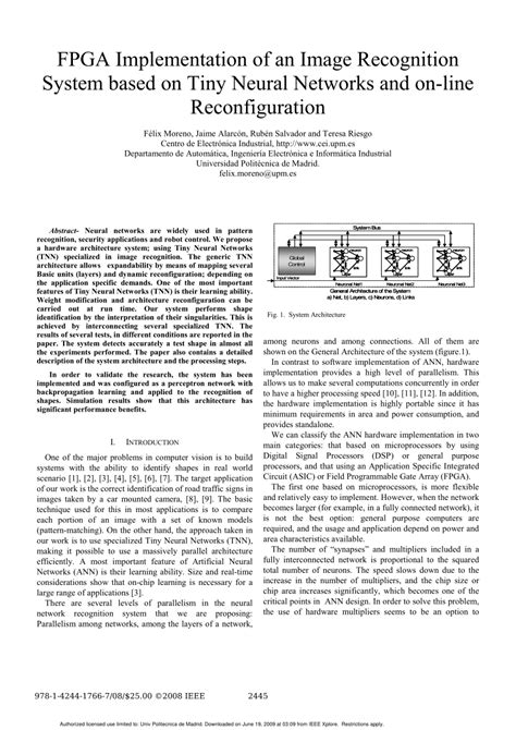 pdf fpga implementation of an image recognition system based on tiny neural networks and on