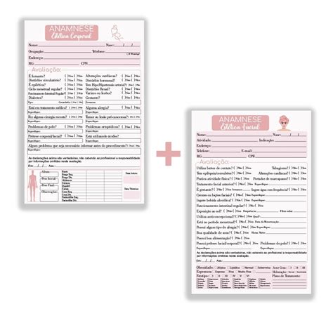 Kit Bloco Ficha De Anamnese Estética Facial Corporal Parcelamento