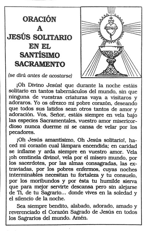 Oración a Jesús solitario en el Santísimo Sacramento