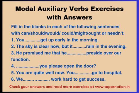 Modal Auxiliary Verbs Exercises With Answers Toppr Nation Learn