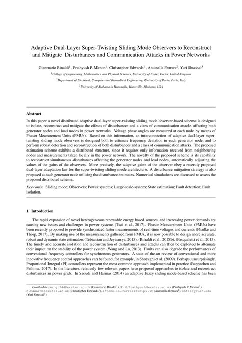 pdf adaptive dual layer super twisting sliding mode observers to reconstruct and mitigate
