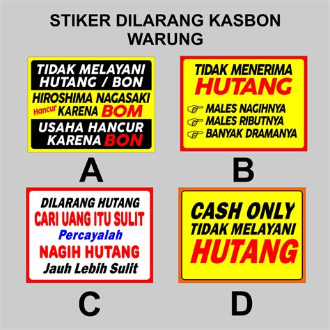Jual Stiker Dilarang Ngutang Tidak Menerima Hutang Tidak Boleh Bon