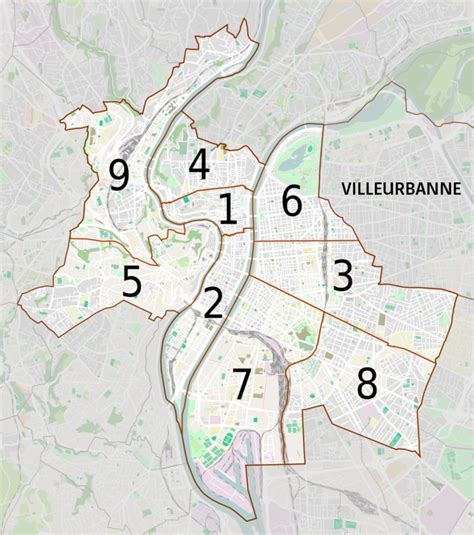 Carte Des Arrondissements De Lyon