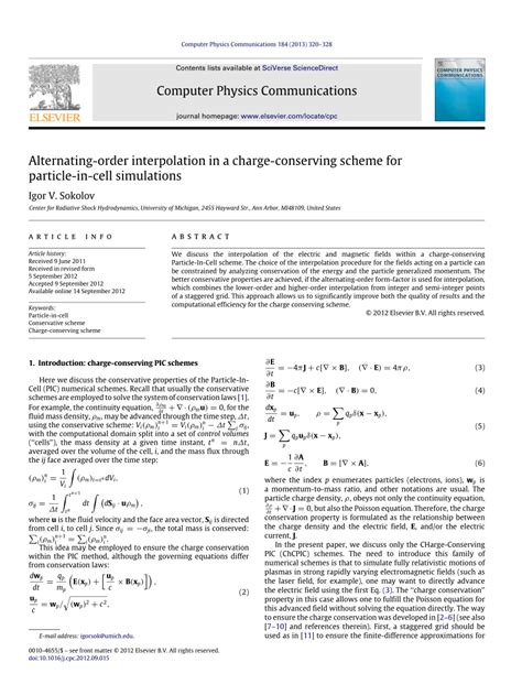pdf alternating order interpolation in a charge conserving scheme for particle in cell simulations
