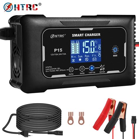 HTRC 12V 24V 25A 20A 15A 10A ładowarka samochodowa LCD automatyczna