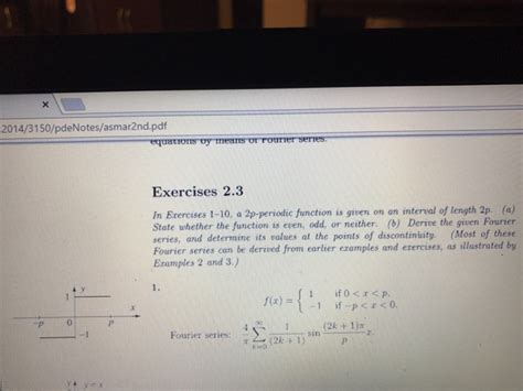 solved in exercises 1 10 a 2p periodic function is given on