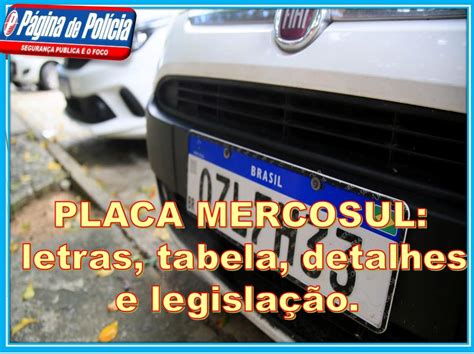 PLACA MERCOSUL letras tabela detalhes legislação