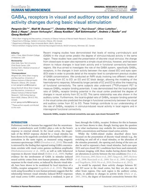 pdf gabaa receptors in visual and auditory cortex and neural · original research article