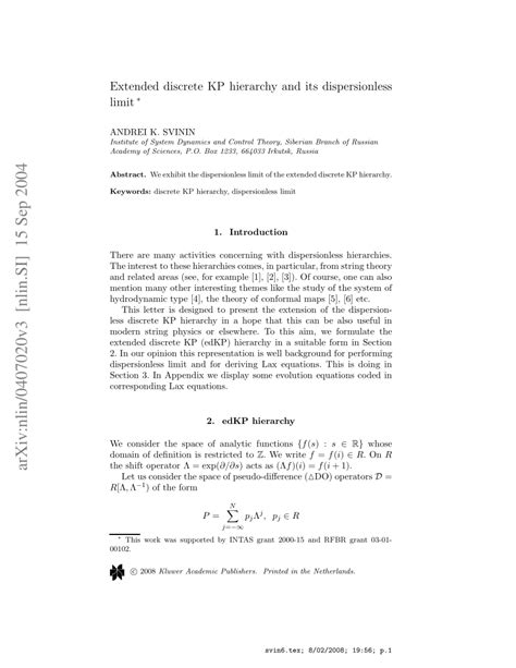 pdf extended discrete kp hierarchy and its dispersionless limit